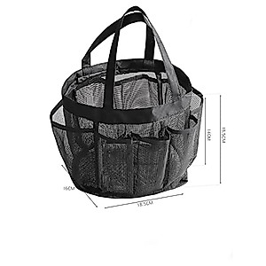 esowemsn 1PC Black Mesh Shower Caddy Tote Bag Hanging Portable Waterproof Shower Tote with 8 Mesh Storage Pockets Toiletry Bathroom Organizer Accessories