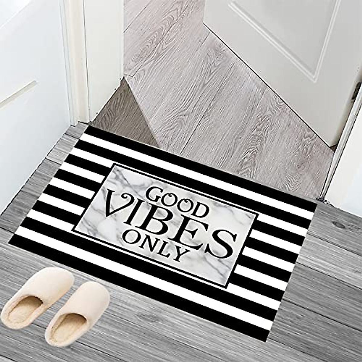 Funny Doormat,Good Vibes Only Door Mat,Garden Outdoor Indoor Entrance Mat Anti-Slip Rubber Front Door Kitchen Home Backing Doormat