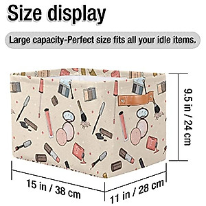 Fabric Storage Bins Makeup Tool Small Shelf Basket With Handles Decorative Cubes Box Organizer Containers for Shelves Home Office Decor