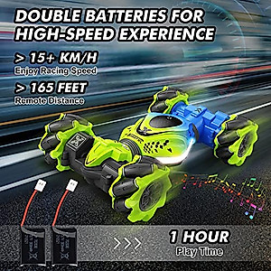 Fosgoit Gesture RC Car, 2.4GHz 4WD Gesture Sensing RC Stunt Car Toys for 6-12 yr Boys Girls, Drift Hand Controlled Remote Control Twist Cars Offroad 360° Rotation with Lights Music for Birthday Gifts