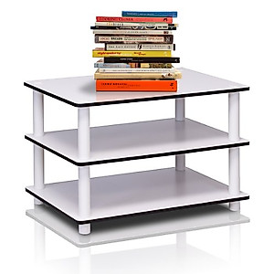 Furinno 11173 Just 3-Tier No Tools Coffee Table, White w/White Tube