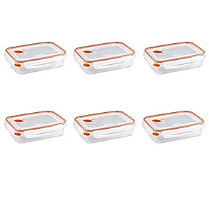 Sterilite 03211106 Ultra Seal 5.8 Cup Food Storage Container, Clear lid and base with Tangerine Accents, 6-Pack