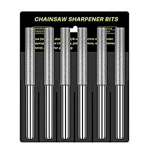 6Pcs Diamond Coated Cylindrical Burr 4-5mm Chainsaw Sharpener Stone File Chain Saw Sharpening Carving Grinding Tools Silver/Gold