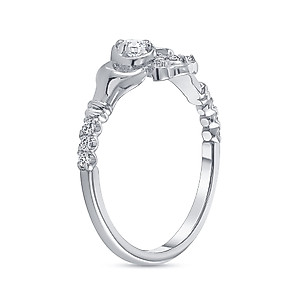 Elegant 10k White Gold Diamond Claddagh Promise RingTakar 10k Gold Claddagh Promise Ring With Diamond Irish Jewelry For Women Cartier Yellow, Rose and White Gold Ring Made In USA(Size 10.5)