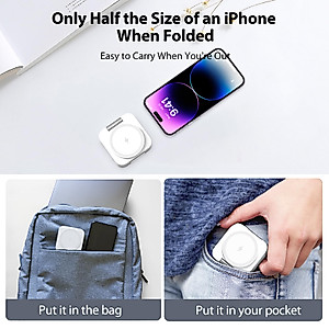 KU XIU Fast Wireless Charger, Magnetic Foldable 3 in 1 Charging Station for iPhone 16/15/14/13/12/Pro/Plus/Pro Max, 5W Portable Charger for Apple Watch9/8/7/6/5/4/3/SE, for Airpods3/2/Pro-White