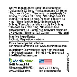 MediNatura T-Relief Pet Arthritis Relief Arnica +12 Powerful Natural Homeopathic Medicines Help Ease Hip & Joint Pain Soreness & Stiffness for Dog & Cat - 90 Tablets