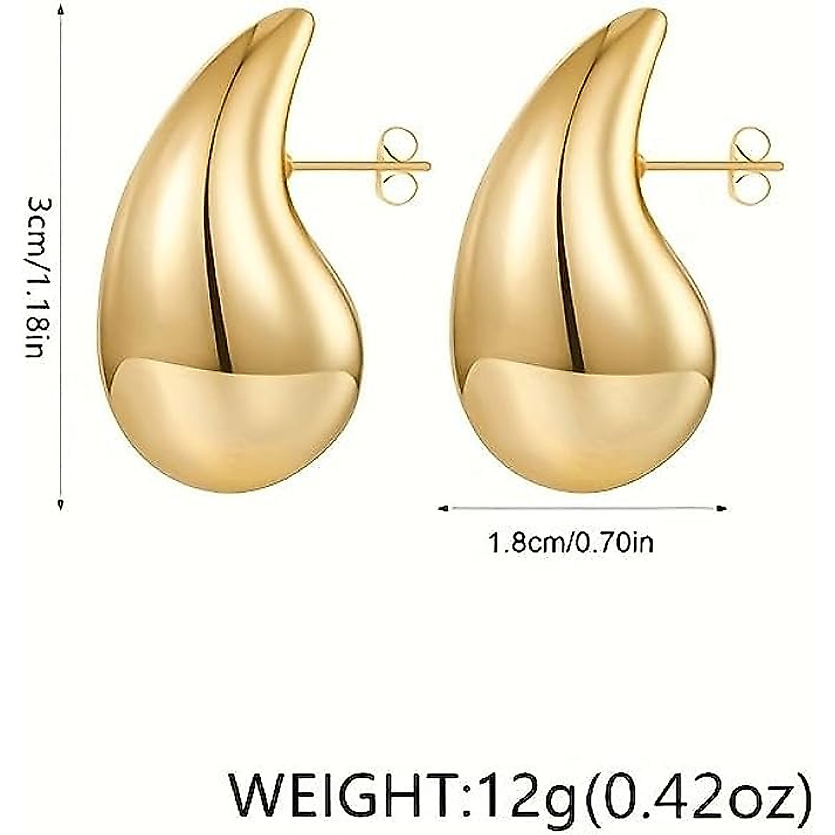 Teardrop Earring Set Dupes Lightweight Chunky Gold and Silver Hoop Earrings for Women.Water Droplets Hypoallergenic Earring Fashion Jewelry for Women Girls 2Pcs