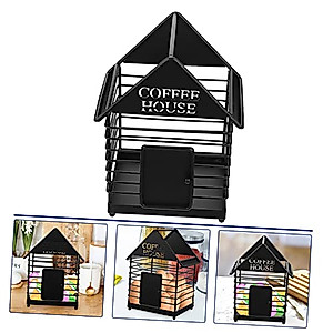 Cabilock Holder Syrup Coffee Desktop Arrangement Stand Tea Bag Box Coffee Condiment Organizer Iron Black Bread Supplies Office Sugar Bags Holder