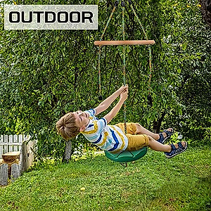 Swing for Kids Disc Swing Tree Swing Set Accessories Rope Swing Adjustable Swing Set with Monkey Bars 1 Carabiner 2 Added Hanging Straps, 3 in 1 Heavy Duty Swingset for Zipline Outdoor Backyard