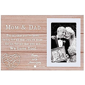 NZY Happy 50th Wedding Anniversary for Mom and Dad Parents - Picture Frame Gift- For All That You're Been to Us, For All That You've Done for Us-Fifty Years of Marriage Gift - Photo Frame Gift