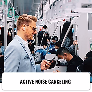 Saknip All-in-ONE Hybrid Active Noise Cancelling Wireless Earbuds, ANC in Ear Headphones IPX6 Waterproof Wireless Charging Bluetooth 5.1 Premium Deep Bass Earphones, White