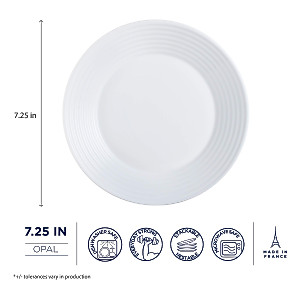 Luminarc P2169 Harena 7.25" Dessert Plate, Set of 6, Set, 1, White