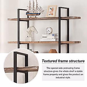 HOMISSUE 5-Tier Bookshelf，Vintage Industrial Book Shelf, Rustic Wood and Metal Bookcase and Bookshelves, Display Rack and Storage Shelf for Living Room Bedroom and Kitchen, Retro Brown