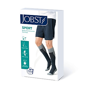 JOBST 7528911 Sport Knee High 15-20 mmHg Compression Socks, Black/Grey, Medium