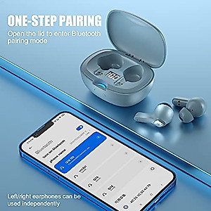 PHOINIKAS Wireless Earbuds, Q16 Bluetooth in Ear Headphones with Active Noise Cancelling Mic, Touch Control, IPX4 Waterproof Bluetooth 5.0 Stereo Music Earphones for Phone - Sierra Blue