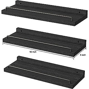 RYOFOBETTO Floating Shelves for Wall Decor Bathroom Shelves Over Toilet, Farmhouse Wall Shelves for Living Room, Bedroom, Picture Frames, Plants, Kitchen (Black, Set of 3)