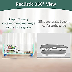 LAQUAL Ultra Clear Glass Turtle Tank (3 Gal), 360° View Rimless Glass Tank for Baby Turtles 2-3 Inches, Small Turtle Aquarium with Turtle Basking Platform, Easy to Clean & Change Water