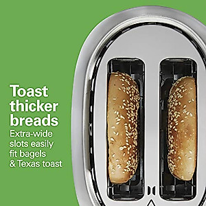 Hamilton Beach 2 Slice Toaster with Extra Wide Slots, Sure-Toast Technology, Shade Selector, Bagel Setting, Brushed Stainless Steel (22220)