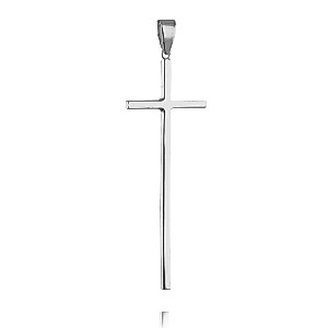 Extra Long Cross Pendant - Polished 925 Sterling Silver - Faith Gift Religion