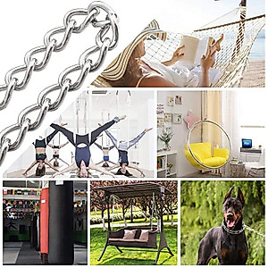 Hanging Chair Chain with Carabiners - 2 Pack Stainless Steel Hanging Kits Heavy Duty for Hammock Swing Punching Bags Sandbag Indoor Outdoor 440LB Capacity