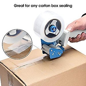 Packing Tape Dispenser Gun (2 Packs) Pacific Mailer 2 Inch Tape Gun Dispenser with 2 Inch Carton Packing Tape, Lightweight Industrial Side Loading Tape Dispenser - Blue