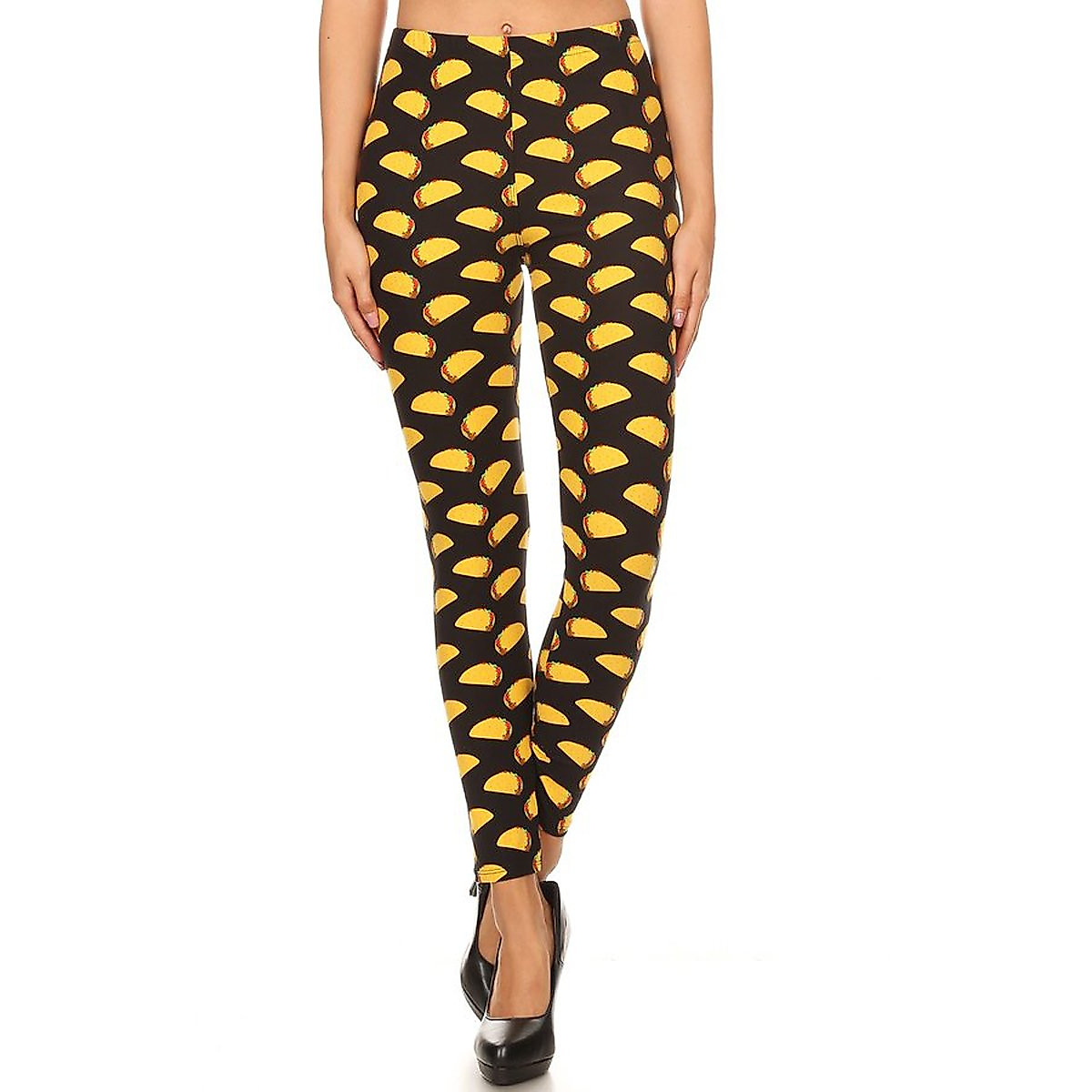 Leggings Depot High Waisted Camouflage & Multiple Print Leggings for Women-Full Length-S502, Taco Mia, One Size