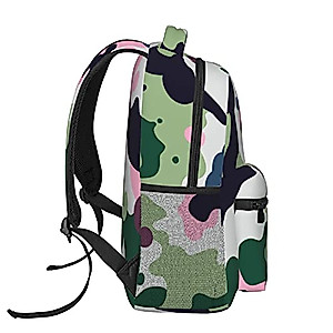 Niuyoif Colored Camouflage Pattern Large Backpack For Men Women Personalized Laptop Tablet Travel Daypacks Shoulder Bag