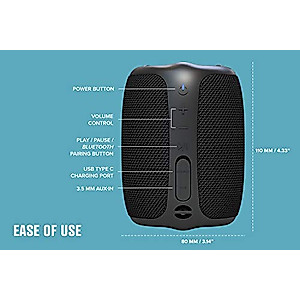 Creative Muvo Play Portable Bluetooth 5.0 Speaker, IPX7 Waterproof for Outdoors, Up to 10 Hours of Battery Life, with Siri and Google Assistant (Black)
