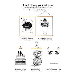 SIKYUCOR Glam Silver Gray Fashion Wall Decor Girls Room Decor Wall Art Prints Mini Skirt, Perfume Bottle, Book, High Heels, Lips Glitter Posters Prints Bedroom Decor (8"x10" UNFRAMED)