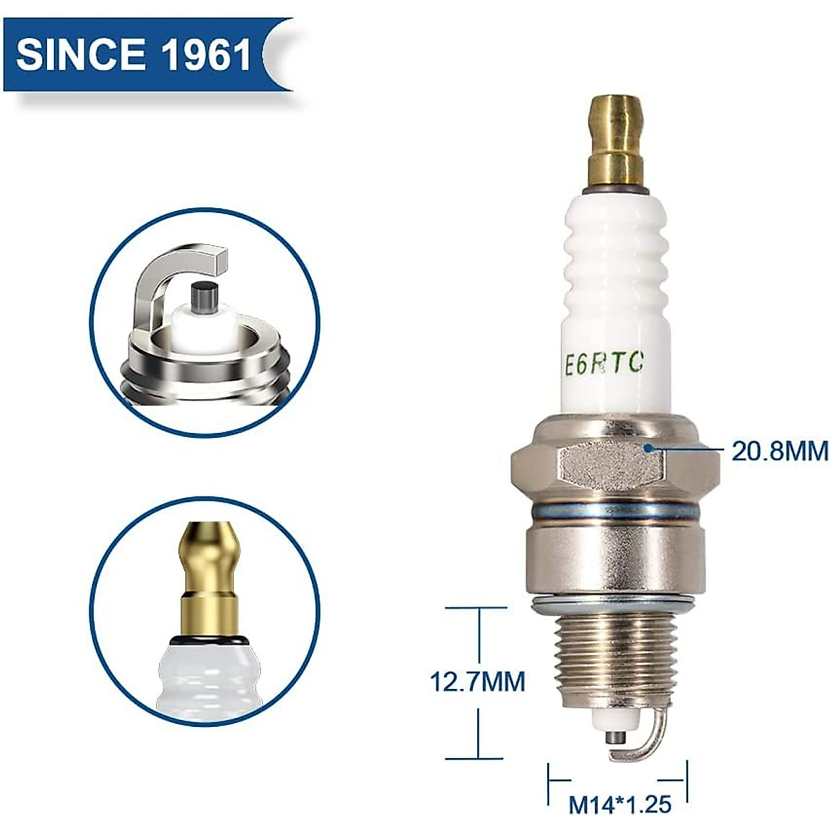 PK4 TORCH E6RTC Spark Plug Replacement - NGK BPR6HS, Bosch WR7BC, Champion RL82YC, Denso IWF20 W20FPR-U, Toro 418, OEM