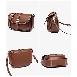 LOFFYMILLER Womens Shoulder Bag Genuine Leather Retro Snap Sling Handbag Satchel Bag for Woman (Red)