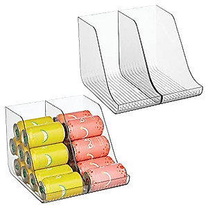 mDesign Plastic Beverage Storage Can/Bottle Dispenser for Kitchen, Fridge, Freezer, Pantry, Organizer for Soda, Pop, Drinks, Beer, Water Bottles; Holder for 24-26 Cans, Ligne Collection, 2 Pack, Clear