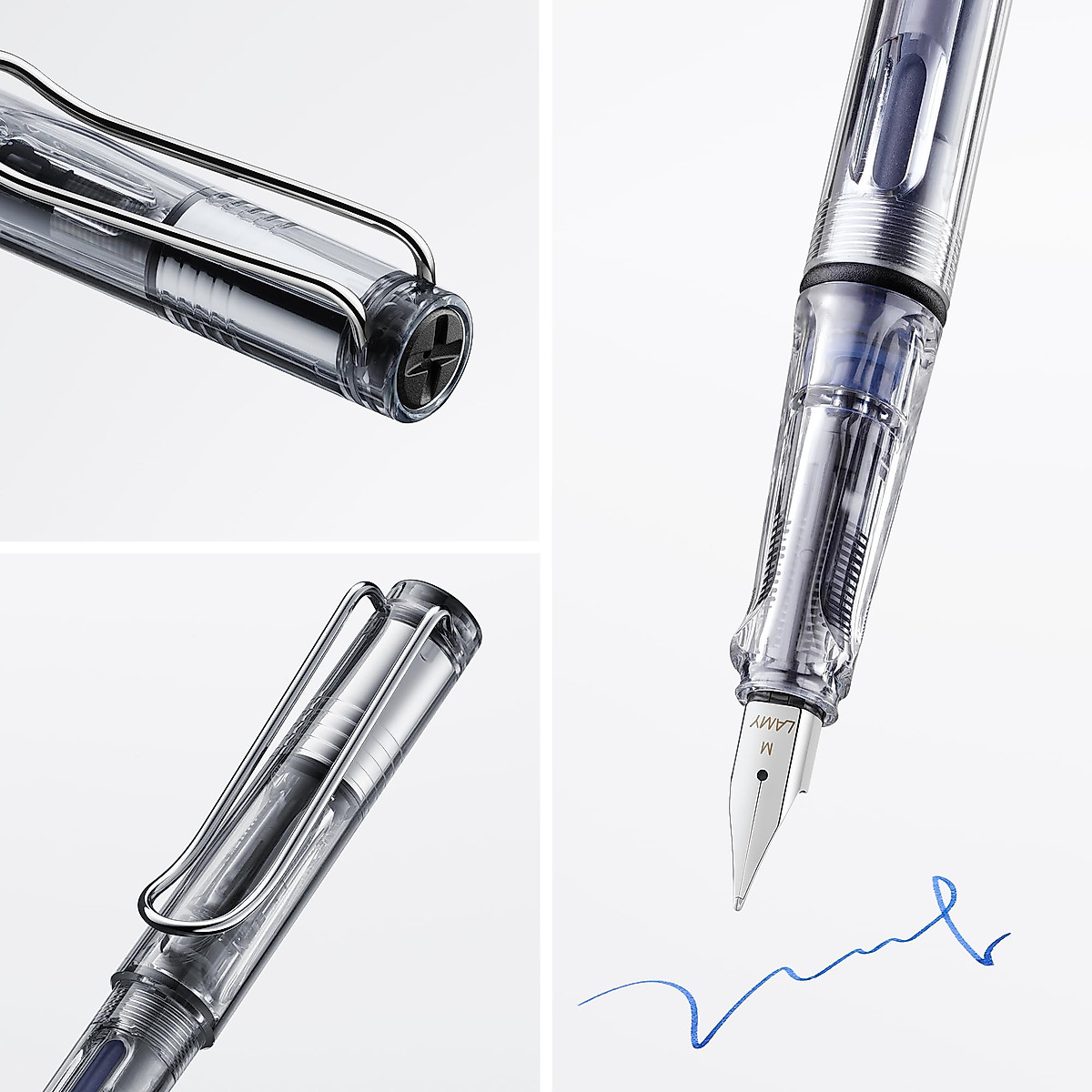 LAMY safari vista - Fountain Pen with ergonomic grip & polished Left-Handed steel nib (LH) in size M - ideal for any Writing & Calligraphy - including LAMY T 10 blue cartridge