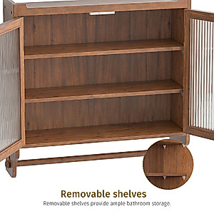 Qiaoxuan Bathroom Wall Cabinet, Over The Toilet Storage Cabinet, Medicine Cabinet with Towel Rack and Removable Shelves, Hanging Bathroom Storage Cabinet (Brown)