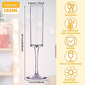 Gerrii 6 oz Acrylic Stemmed Champagne Flutes Unbreakable Plastic Champagne Glasses Reusable Wine Toasting Goblets Crystal Disposable Cocktail Cups for Party, Wedding, Birthday (Clear,18 Pcs)