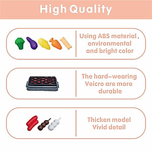 61Pcs Kids Kitchen Toy Accessories Set, Toddler Pretend BBQ Cooking Playset with Play Pots and Pans, Utensils Cookware Toys, Cut Play Food Set, Toy Vegetables, Play Kitchen Toy for Girls Boys (Pink)