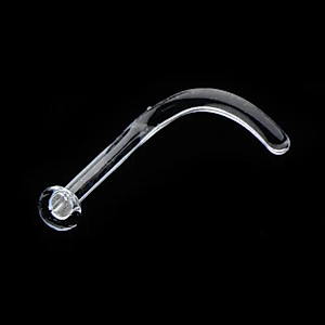 16G Clear Pyrex Glass Piercing Retainer L Shape Nose Retainer 5/16 Inch 8mm Clear Glass Retainer Piercing Nose Screw Stud Ring Piercing Jewelry for Work