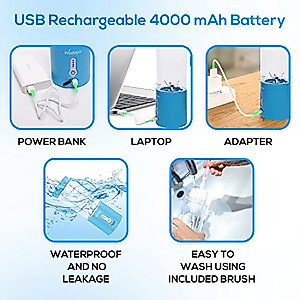 Wozeyo Portable Blender for Shakes and Smoothies (530ml) - Handheld Personal Mini Blender Smoothie Juicer Cup with 4000mAh Rechargeable Battery & Multipurpose Fruit Knife for Home & Office - Blue