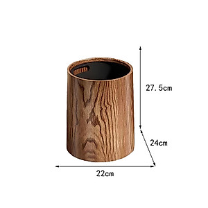 ＫＬＫＣＭＳ Wood Grain Trash Can Garbage Bin Large Capacity Fashion Waste Basket Toilet Paper Basket for Bedroom Bathroom Laundry Kitchen, 12L