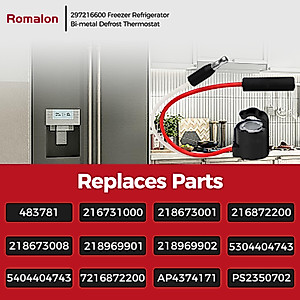 297216600 Refrigerator Defrost Thermostat Replacement Part Fit for Frigidaire Electrolux Refrigerator Replaces AP4374171 PS2350702 by Romalon