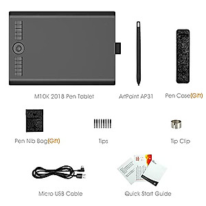 GAOMON M10K 10 x 6.25 Inches Graphic Drawing Tablet with 8192 Levels Battery-Free Stylus and 10 Customizable Hot-Keys for Digital Drawing & OSU & Online Teaching-for Mac&Windows
