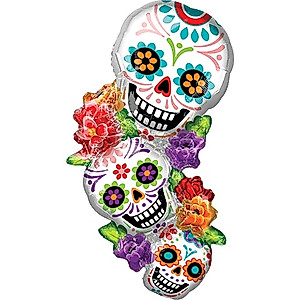 Anagram International, Inc. Stacking Sugar Skulls Party Balloon, 38", Multicolor