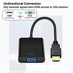 DTECH HDMI to VGA Adapter Cable for Computer Monitor PC TV 1080P HD Video (Male HDMI Input to VGA Output Female Connector)