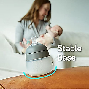 Nanobébé Flexy Silicone Baby Bottle, Anti-Colic, Natural Feel, Non-Collapsing Nipple, Non-Tip Stable Base, Easy to Clean 2-Pack, White, 5 oz