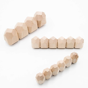 MERRYHEART 16PCS DIY Wooden Balancing Stones, Wooden Building Blocks with Pigment Stacking Game, Rock Blocks Educational Puzzle Toy