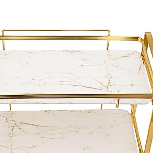 Bathroom Countertop Organizer, Gold Cosmetics Storage Display Rack Bathroom Counter Organizer for Skincare Makeup Perfume 3 Tier Vanity Tray Dresser Shelf White Marble Pattern Tray