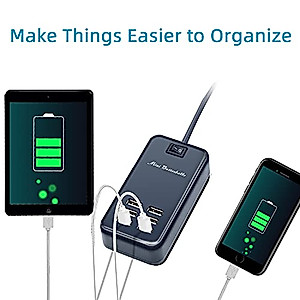 USB Charger Station, 6 Port Desktop Charging Station for Multiple Devices, Wall Power Strip with Switch
