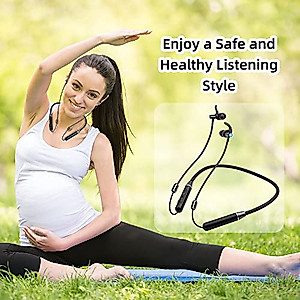 ibrain Bluetooth Air Tube Headphones EMF Free Airtube Headset Wireless for Running Air Tube Earbuds for Gym Sports Exercise Blue Tooth Earphones Workout with Mic & Volume Control