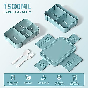 Cherrysea Stackable Bento Box Large Adult Lunch Container 6 Compartments Leakproof Kids Toddler Bento Lunch Box for School, All in One Pink Lunch Box with Adjust Divider for Office, Picnic - 1500ML