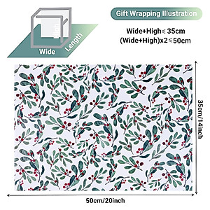 100 Sheets 20 * 14 Inches Christmas Tissue Paper for Gift Bags, Holly Berry Printed Tissue Paper for Gift Wrapping, Xmas Decorative Tissue for Birthday Wedding Winter Holidays DIY Craft